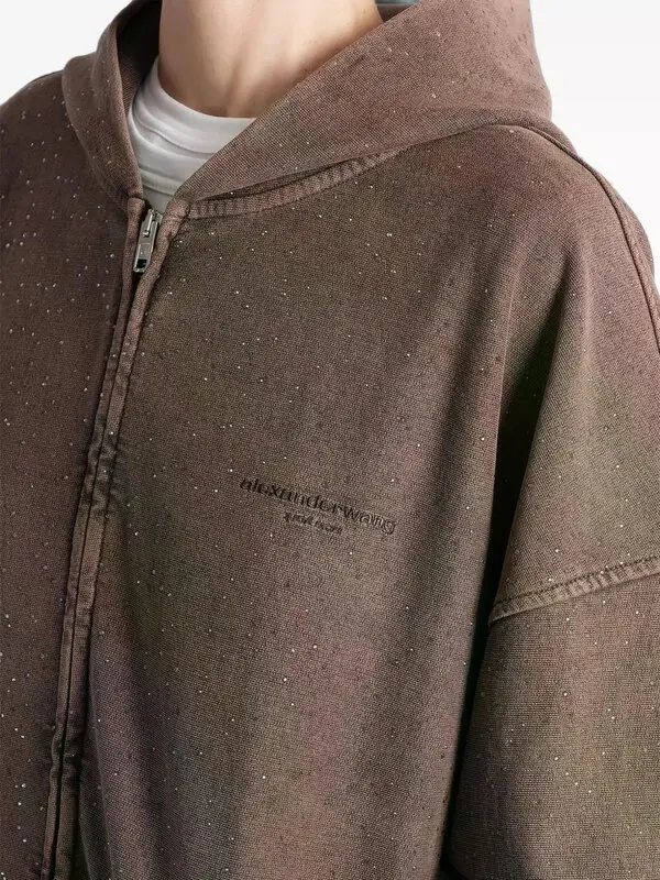 Alexander Wang All-over Crystal Oversized Zip-up Hoodie