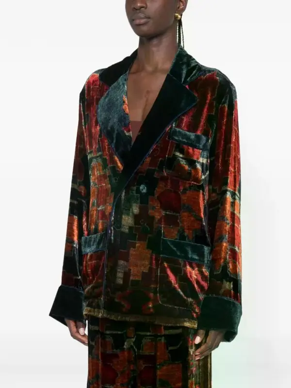 PIERRE-LOUIS MASCIA Kanpur Velvet Geometric-pattern Blazer