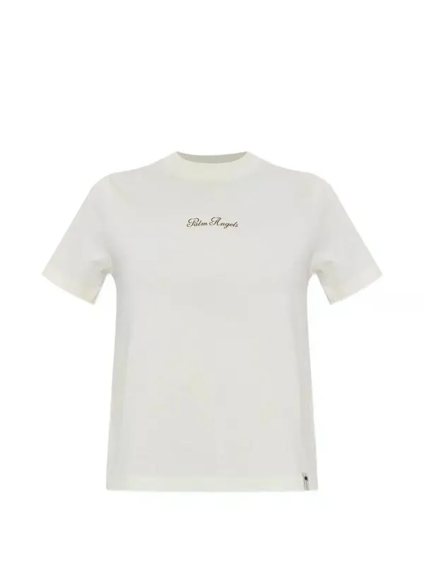 Palm Angels Logo-print Cotton T-shirt - Neutrals