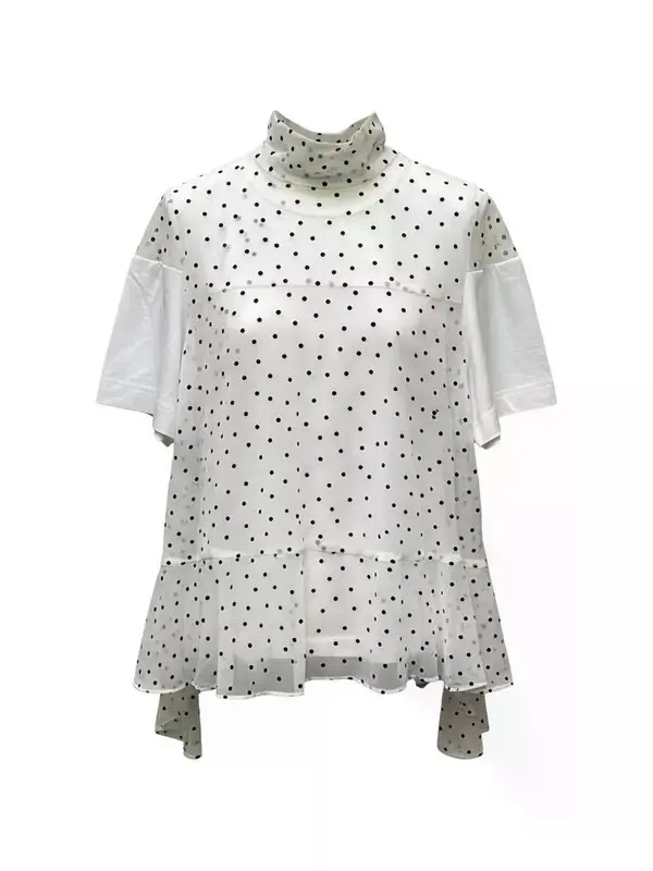 Sacai Polka-dot Ruffled T-shirt