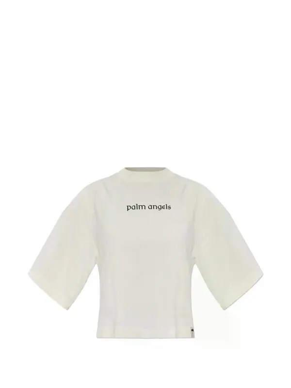 Palm Angels Logo-print Cropped T-shirt - Neutrals
