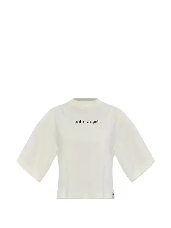 Palm Angels Logo-print Cropped T-shirt - Neutrals