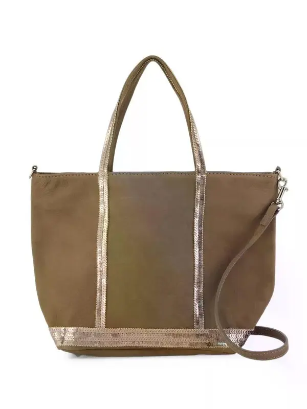 Vanessa Bruno Small Cabas Sequin-embellished Leather Tote Bag