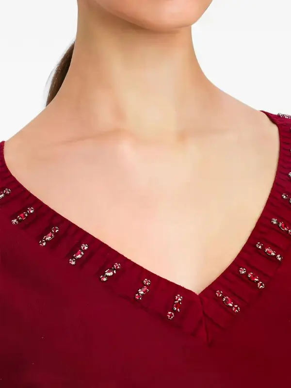 TWINSET Crystal-embellished V-neck Sweater
