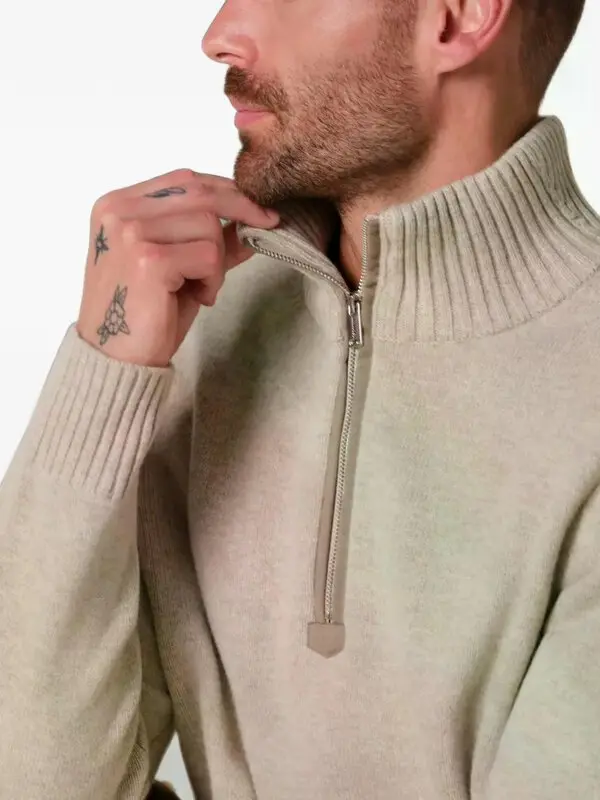 PROFUOMO Quarter-zip Ribbed-trim Sweater