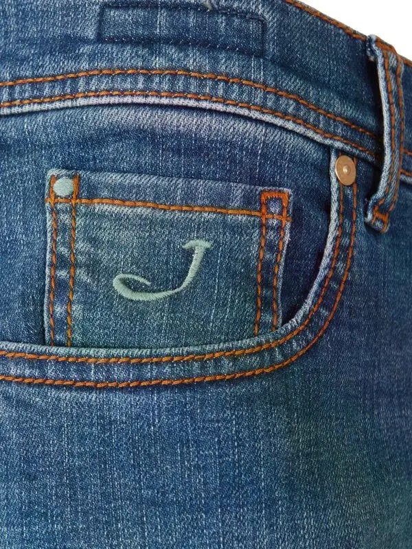 JACOB COHЁN Logo-patch Whiskered Jeans