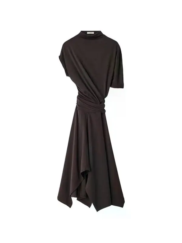 LEMAIRE Twisted Asymmetrical Dress - Brown