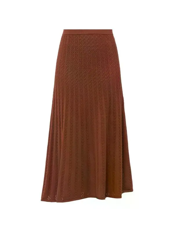 TWINSET Perforated-knit Midi Skirt - Brown
