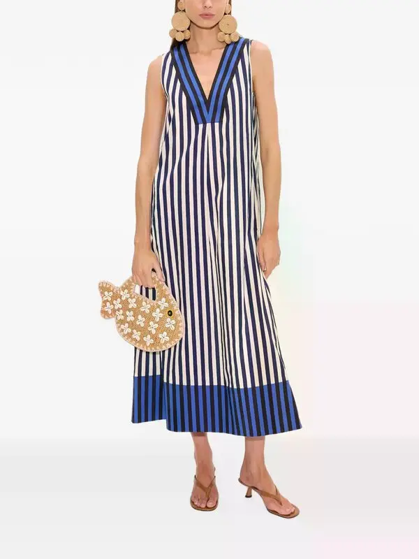 SIMONMILLER Mar Striped Poplin Midi Dress - Neutrals