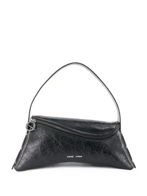 Samsøe Samsøe Sadandy Crinkled Leather Shoulder Bag - Black