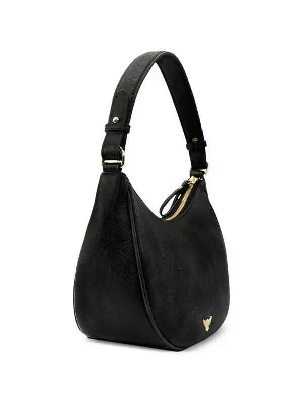 APATCHY LONDON Lucy Crescent Leather Tote Bag - Black