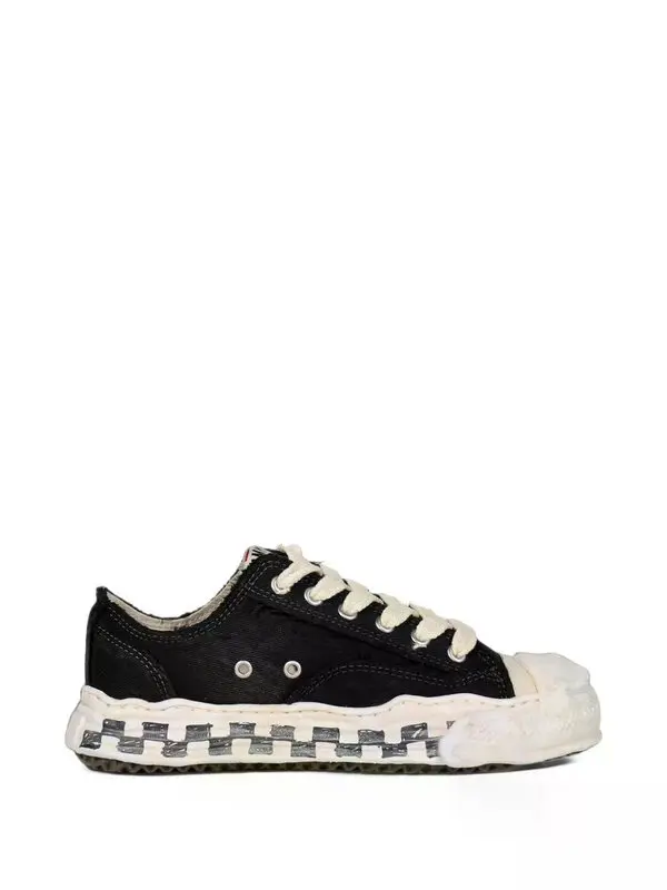 Mihara Yasuhiro Hank Og Graffiti-check Sole Canvas Low-top Sneakers - Black