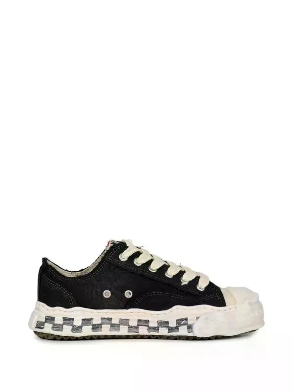 Mihara Yasuhiro Hank Og Graffiti-check Sole Canvas Low-top Sneakers - Black