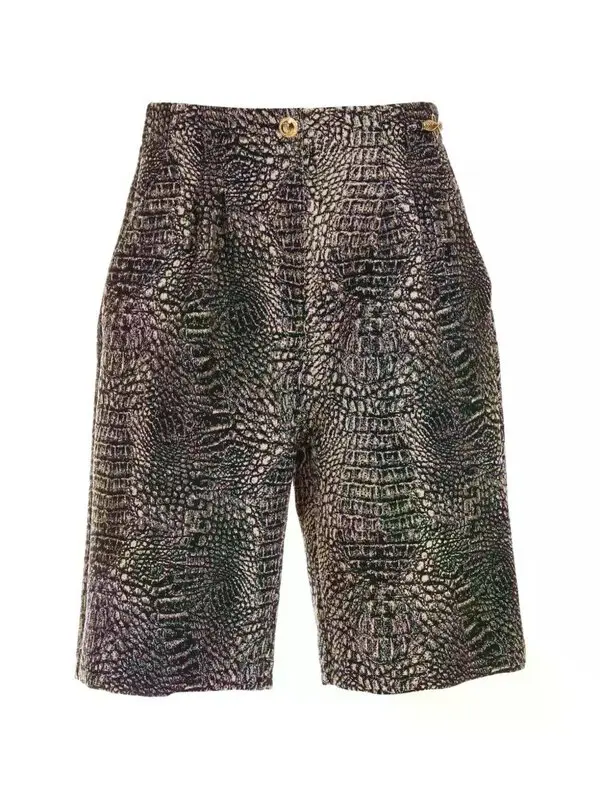 Just Cavalli Crocodile-effect High-waisted Shorts
