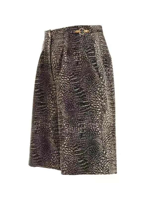 Just Cavalli Crocodile-effect High-waisted Shorts