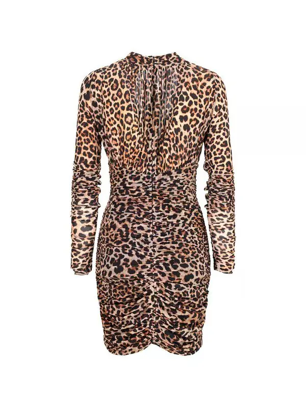Blumarine Leopard-print Rose-embellished Mini Dress
