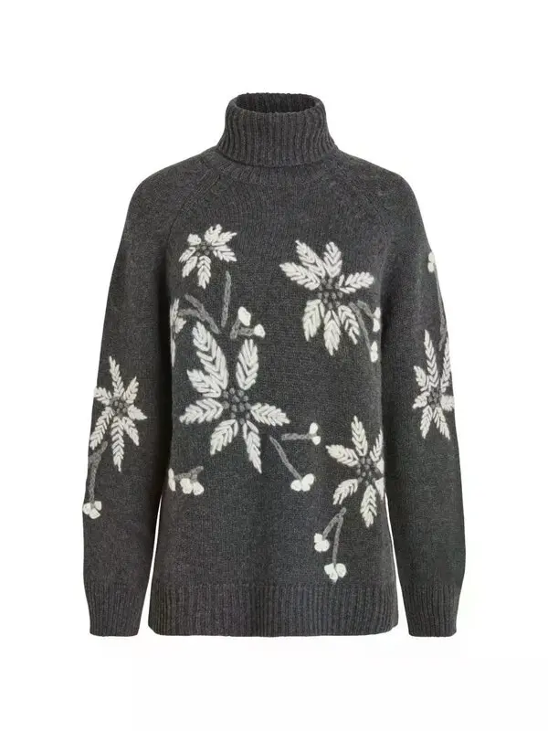 P.a.r.o.s.h Floral-embroidered Turtleneck Sweater