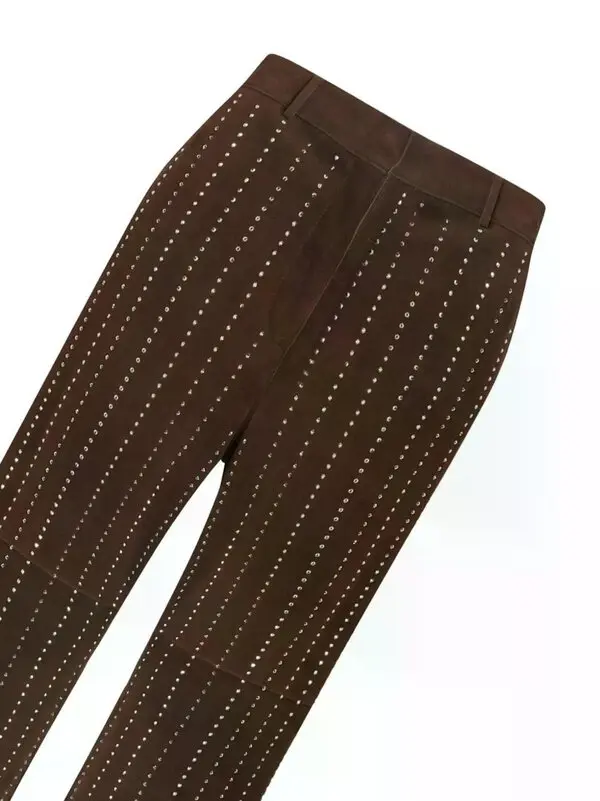P.a.r.o.s.h Rhinestone-embellished Suede Flared Trousers