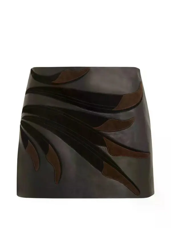 P.a.r.o.s.h Patchwork Leather A-line Mini Skirt