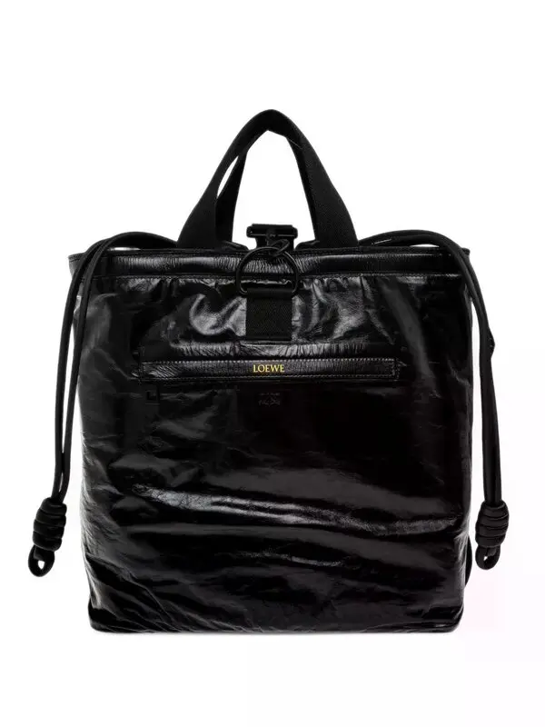 Loewe Squad Backpack In Paper Calf - Black