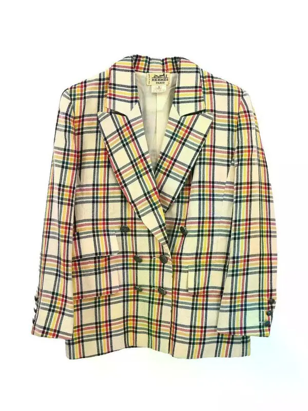 Hermès Double-breasted Check-pattern Blazer - Neutrals