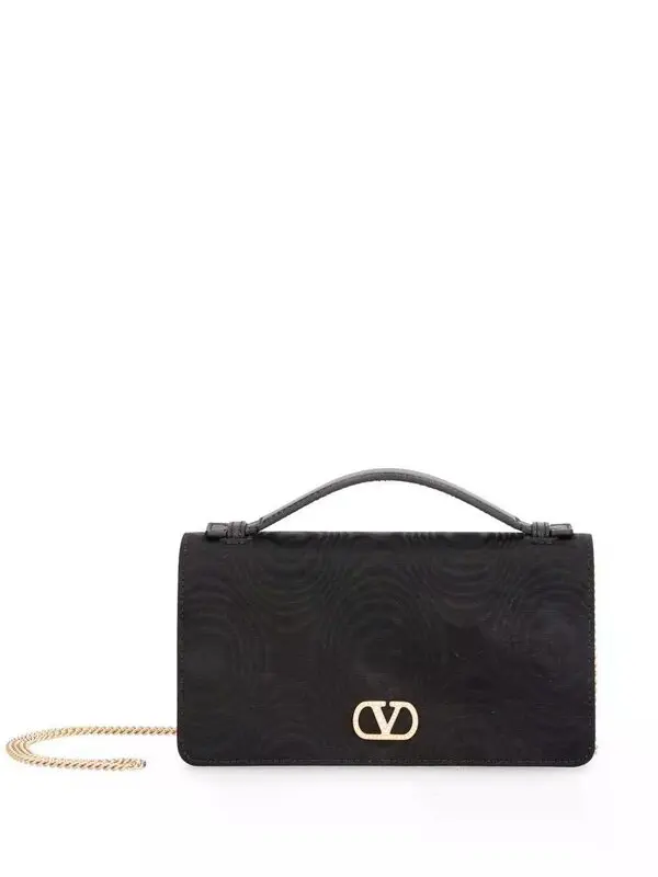 Valentino Garavani Vlogo Signature Moiré Shoulder Bag - Black