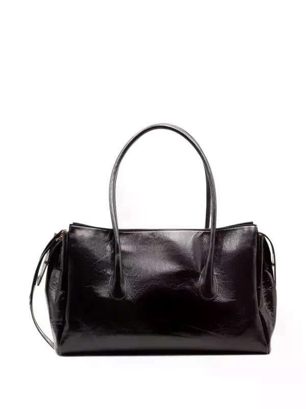 Roberto Festa Emeralda Glossy Leather Shoulder Bag - Black