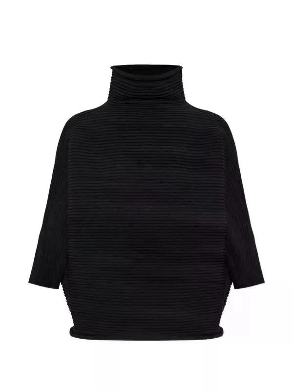 Issey Miyake Zig Zag Pleated High-neck Blouse - Black