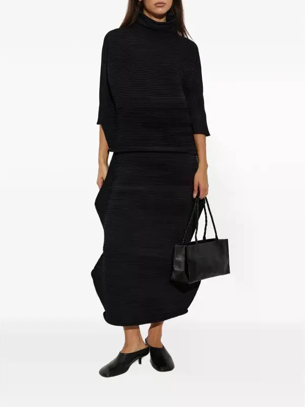 Issey Miyake Zig Zag Pleated High-neck Blouse