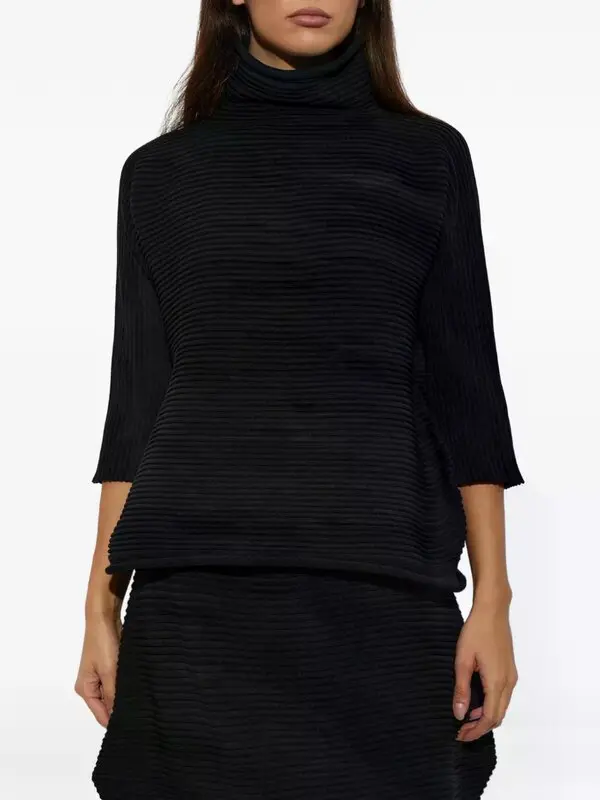 Issey Miyake Zig Zag Pleated High-neck Blouse