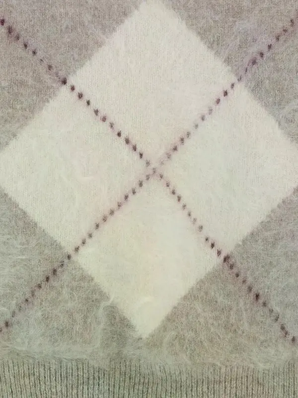 Soft Goat Brushed-effect Argyle-knit Sweater