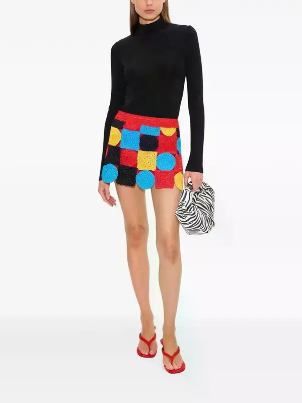SIMONMILLER Beep Beep Crochet-patchwork Mini Skirt