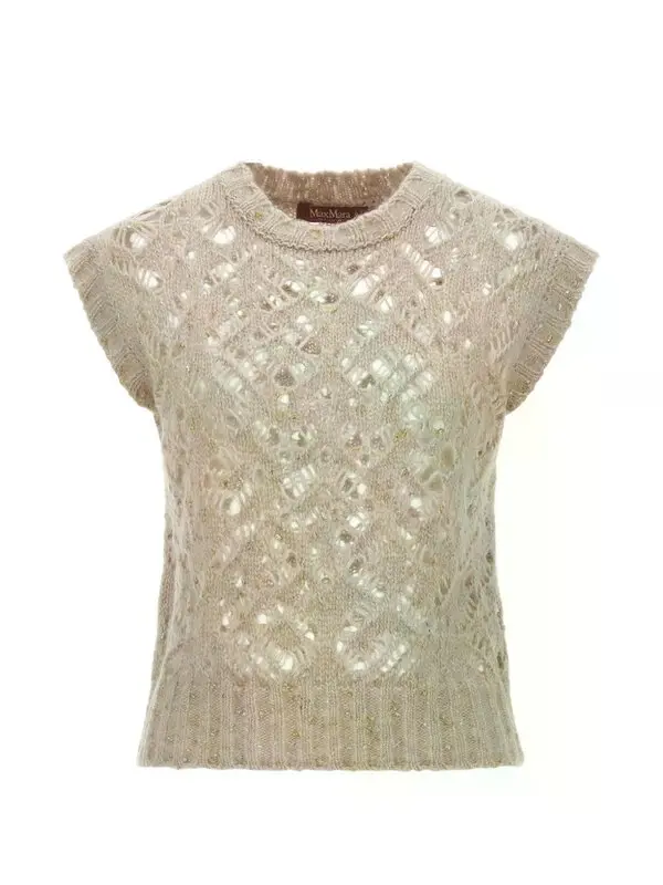 Max Mara Albero Perforated Knit Vest - Neutrals
