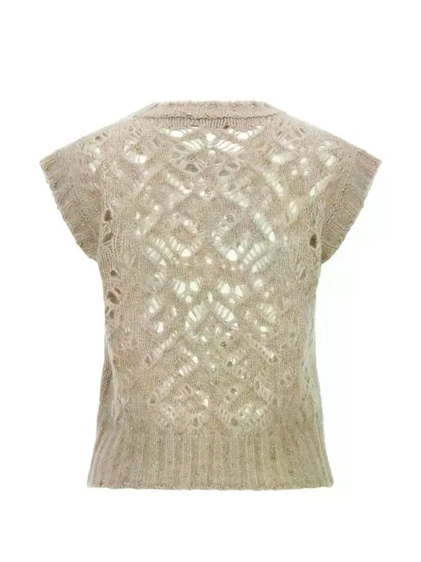 Max Mara Albero Perforated Knit Vest - Neutrals