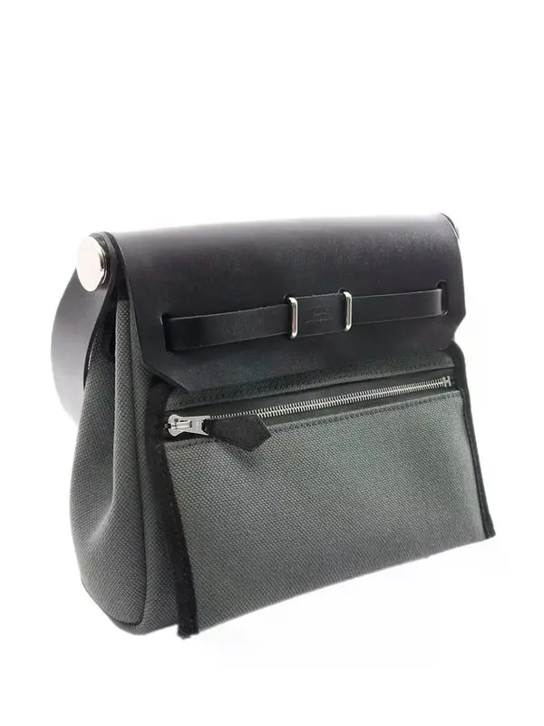 Hermès 2025 Military Toile And Vache Hunter Herbag Zip 20 Crossbody Bag - Green