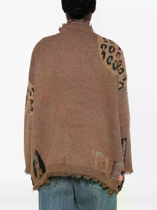 PAPER LACE Crystal-embellished Leopard-pattern Cardigan