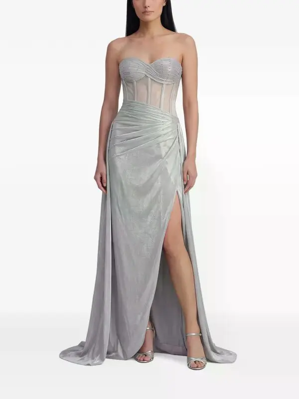 Vintage Corset-style Draped Maxi Dress