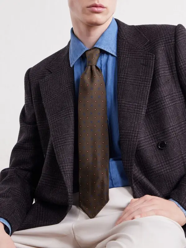Rubinacci 8cm Printed Silk-twill Tie - Brown