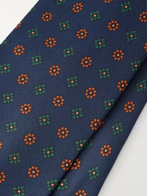 Rubinacci 8cm Printed Silk-twill Tie - Blue