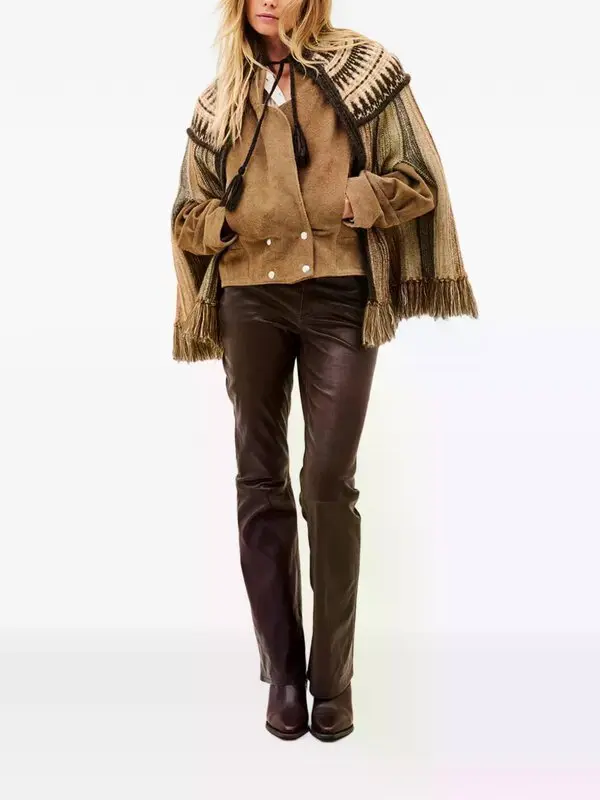 Ba&sh Dish Intarsia-knit Fringed Cape