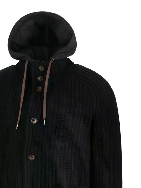 Herno Ribbed-knit Hooded Jacket