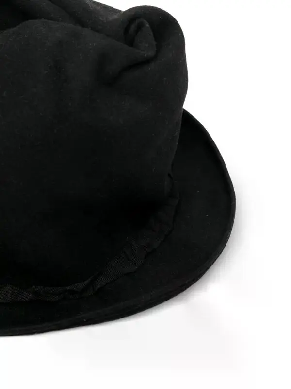Yohji Yamamoto Ruffled-trim Fedora Hat