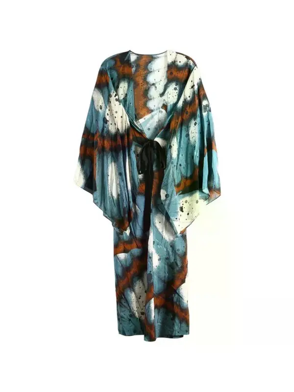 YANGKEHAN Floral-print Silk Coat - Blue