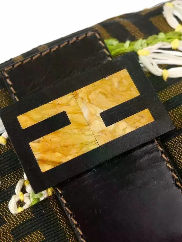 Fendi Zucca Floral-embroidered Shoulder Bag