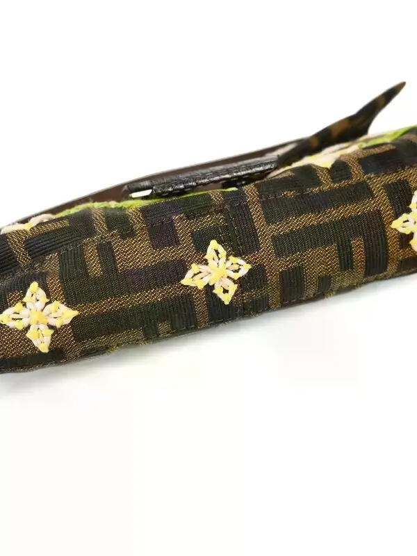 Fendi Zucca Floral-embroidered Shoulder Bag