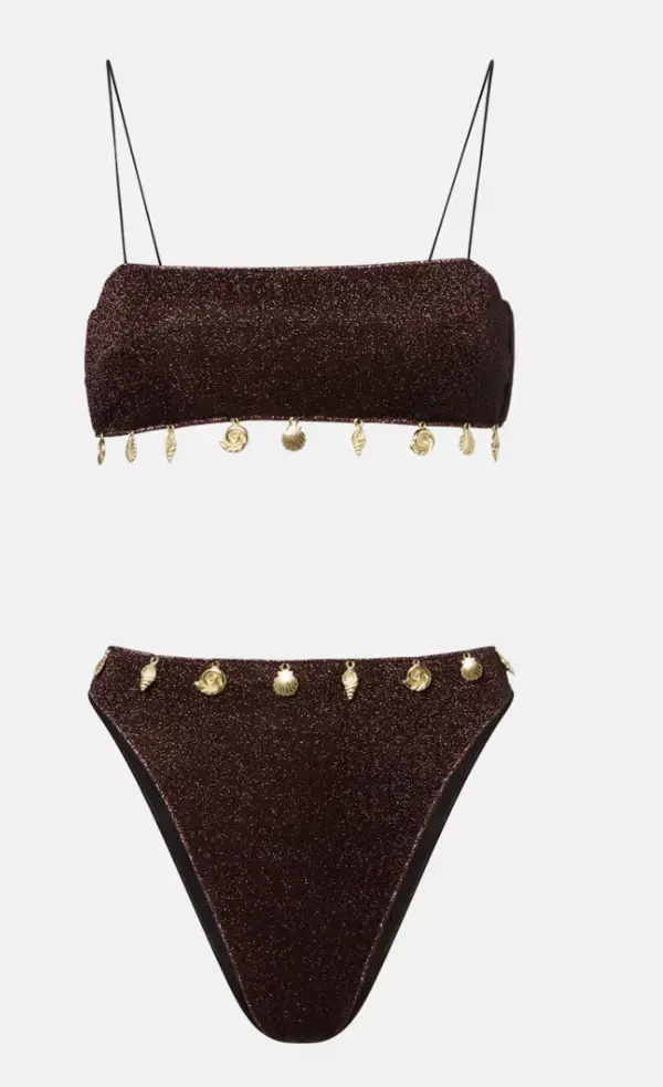 Oseree Lumière Embellished Bikini - Brown