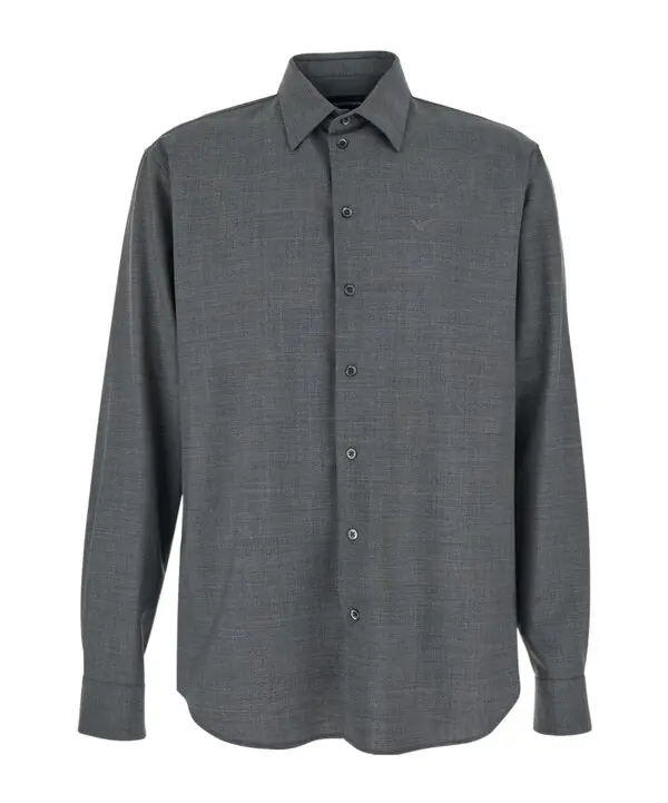 Emporio Armani Logo Embroidered Wool Shirt