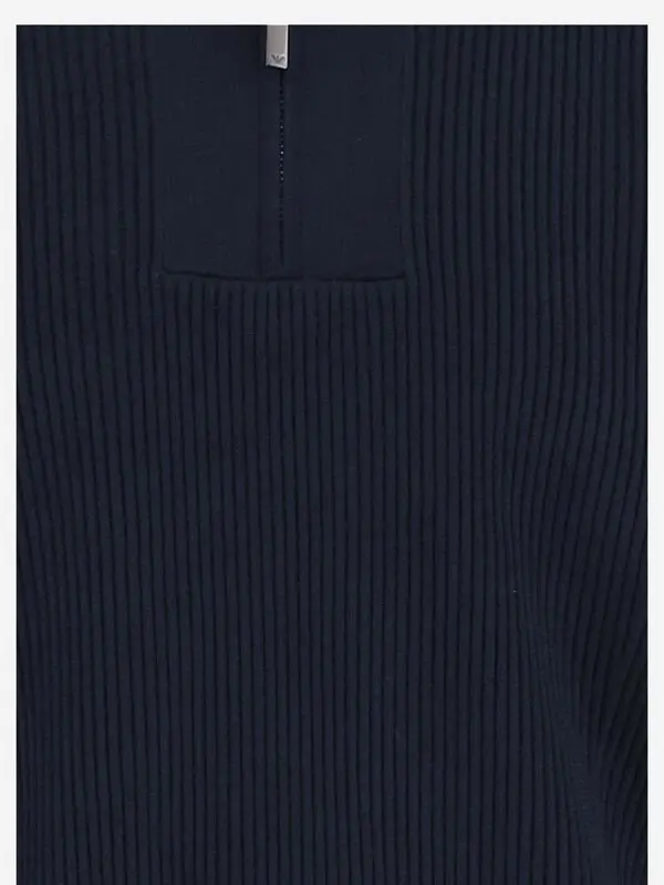 Emporio Armani Ribbed Half Zip Knitted Sweater