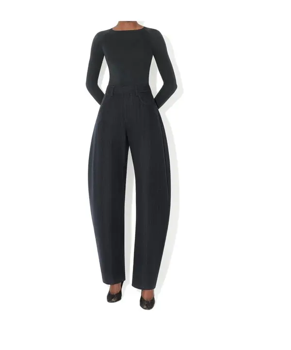 Alaïa Round Wool Denim Pants