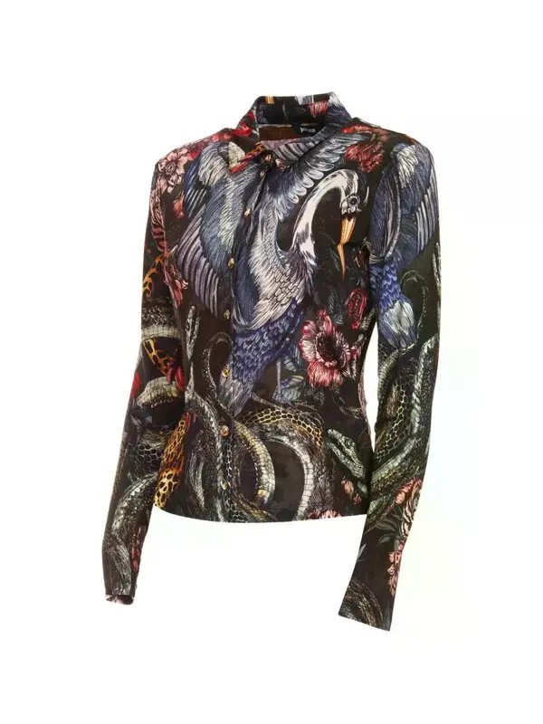 Just Cavalli Graphic-print Button-up Shirt - Black